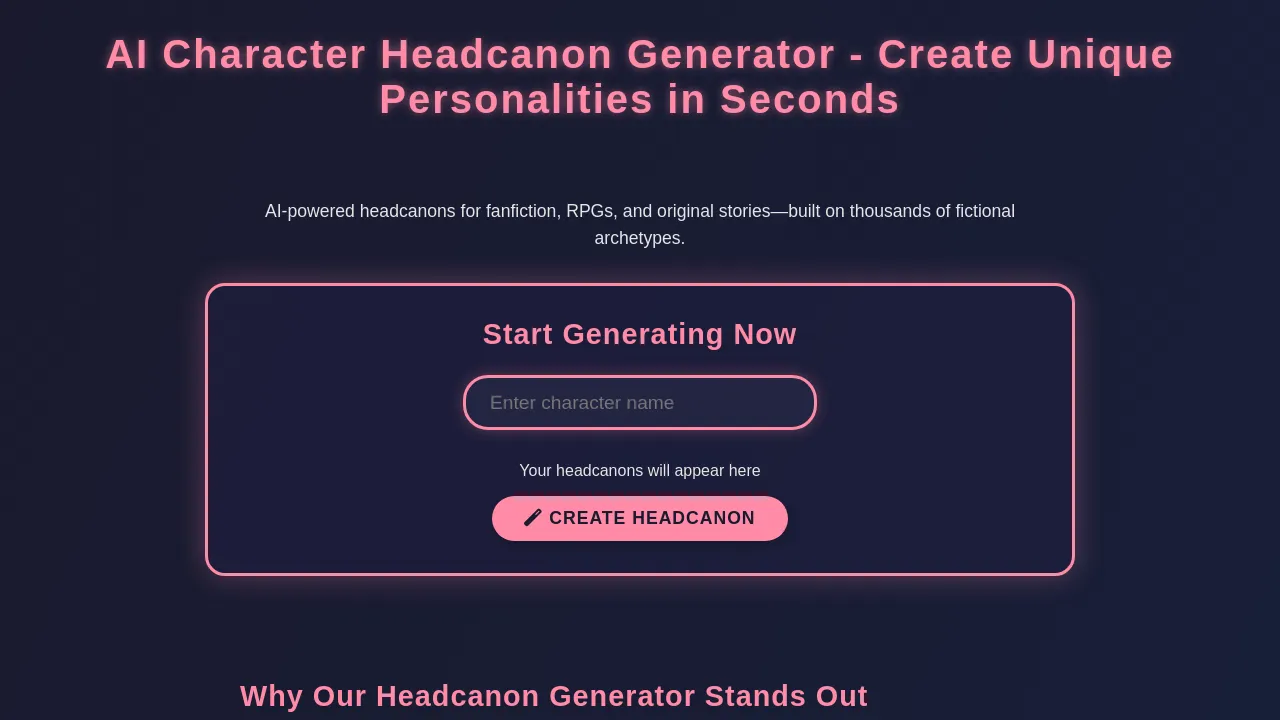 Character Headcanon Generator - BestofAI